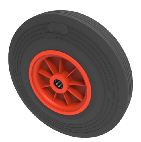 300mm Black Rubber Roller Bearing 280kg Load (1" BORE) - 280Kg