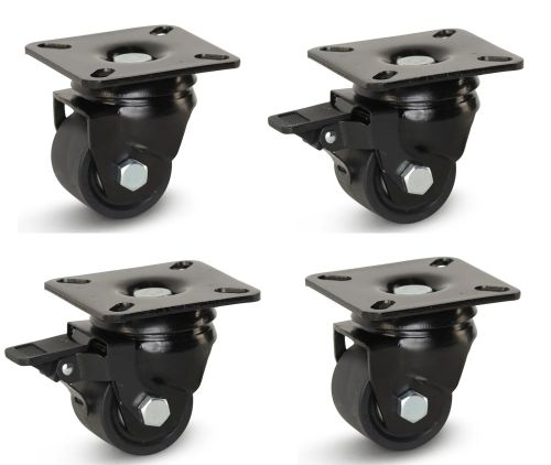 50mm Black Nylon Heavy Duty (Low Level) Set of 4 - 300kg