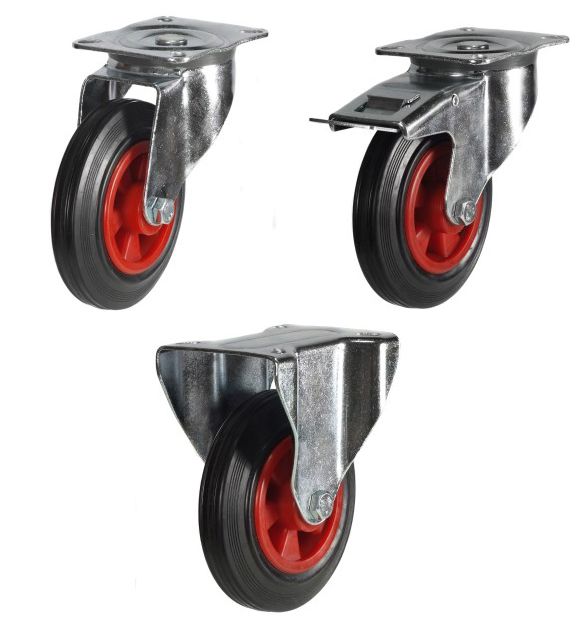 160mm Wheel Diameter Waste & Recycling Bin Castors (Plastic Centre)