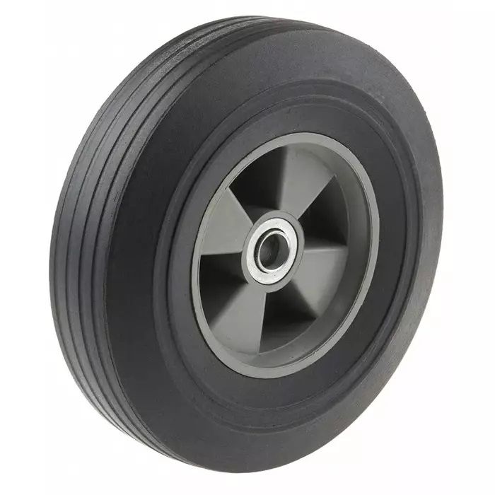 250mm Diameter Cushioned Rubber Wheel (20mm Ball Bearing) - 300kg